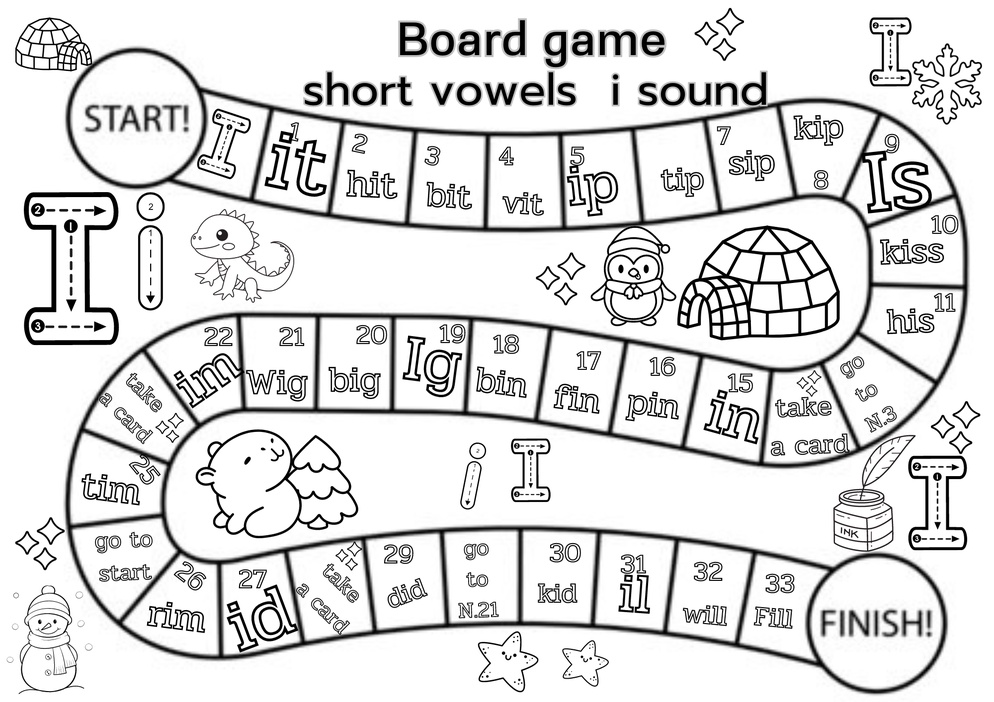 Inskru | Board game short vowel I