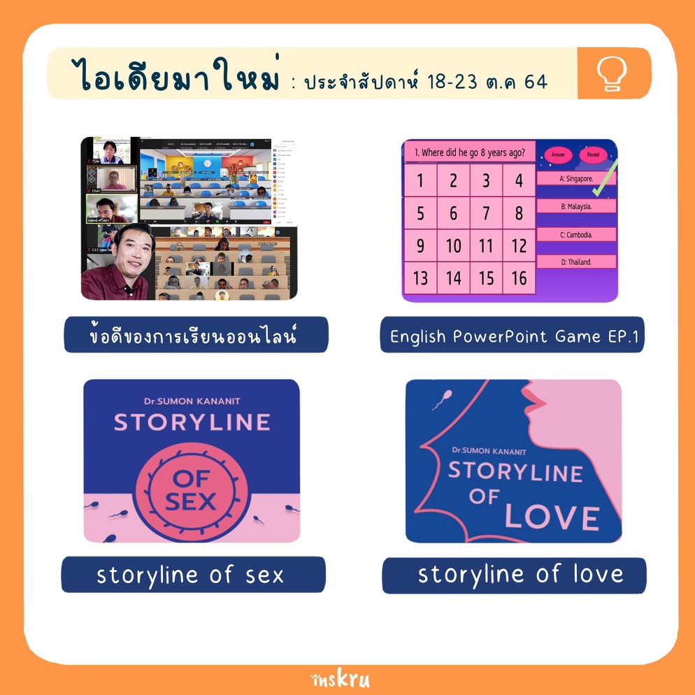 Inskru | รวมไอเดียประจำสัปดาห์ (วันที่ 18-24 ตุลาคม 2564)